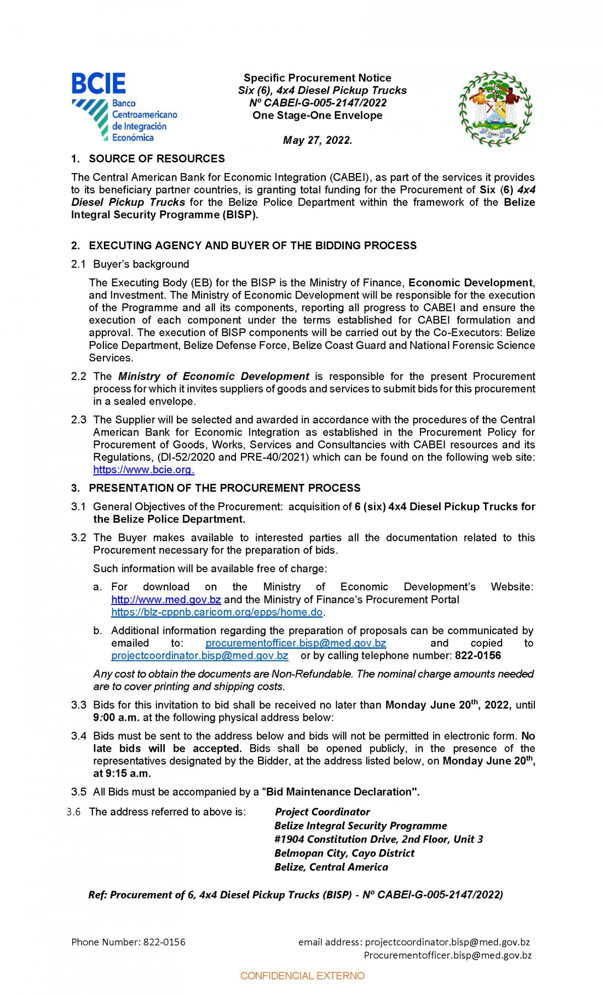 Specific Procurement Notice BPD Patrol Vehicles – Ministry of Economic ...