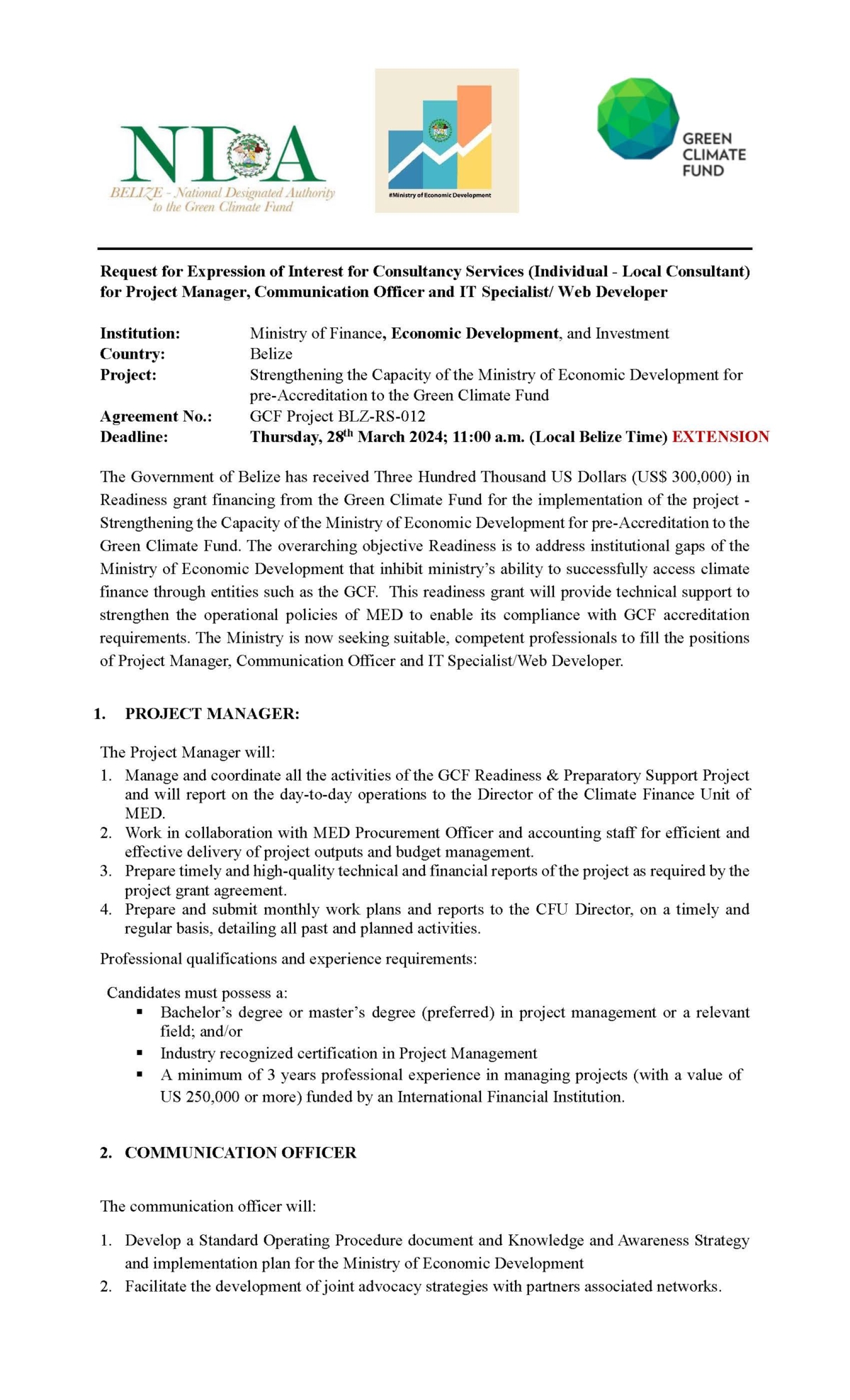 Request for Expression of Interest for Consultancy Services – Ministry ...