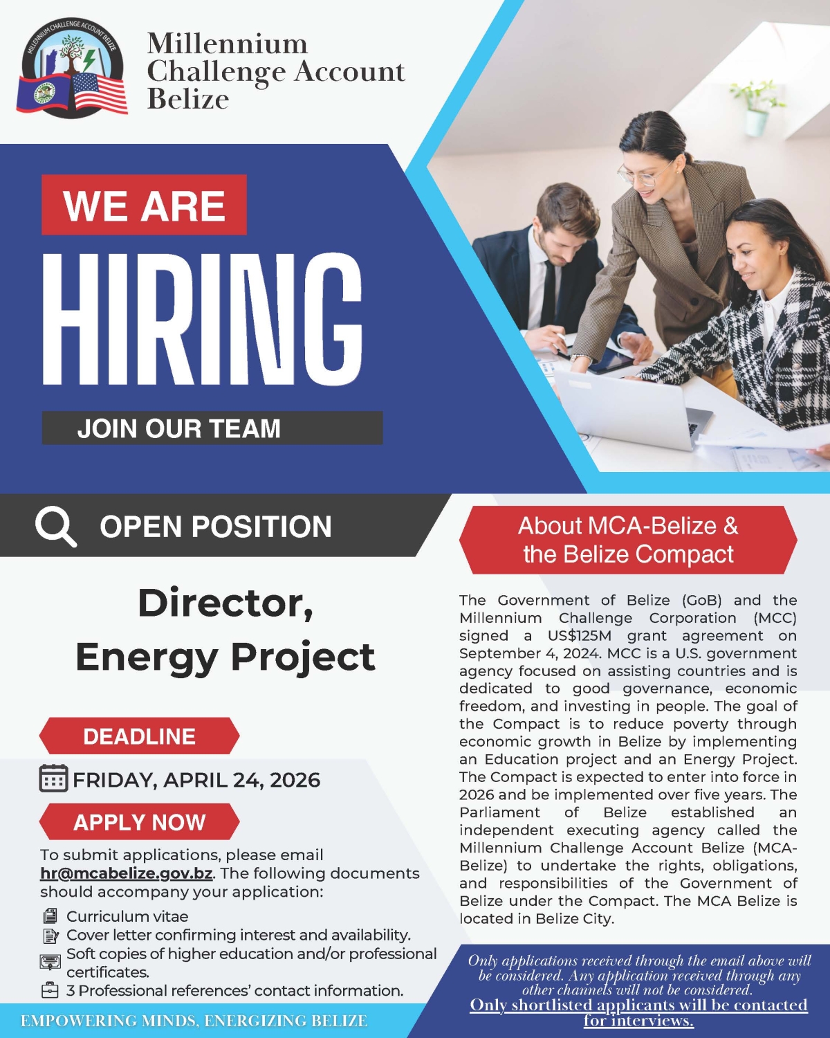 Millennium Challenge Account Belize Career Opportunity – Director ...